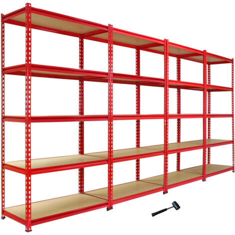 Monster Racking - 4 Rayonnages Z-Rax en Acier Sans Boulons Rouges 90cm ...
