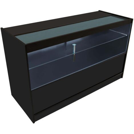 Comptoir de Vente en MDF Noir LED Blancs Intégrés C1500 3 Étagères ...
