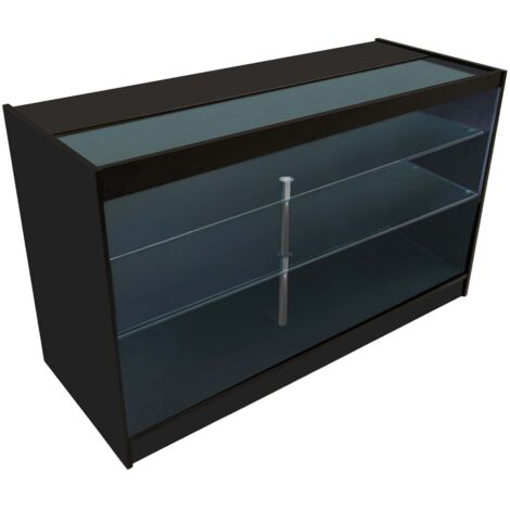 Comptoir de Vente en MDF Noir LED Blancs Intégrés K1500 3 Étagères ...