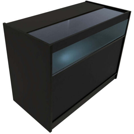 Comptoir de Vente en MDF Noir LED Blancs Intégrés B1200 3 Étagères ...