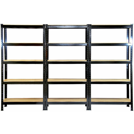 Monster Racking - 6 Rayonnages T-Rax en Acier Sans Boulons Noirs 75cm x ...