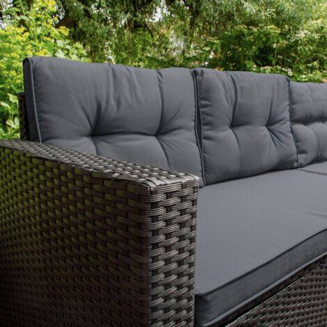 Salon de Jardin Noir en Rotin pour 9 Personnes Ensemble Table & Sièges ...