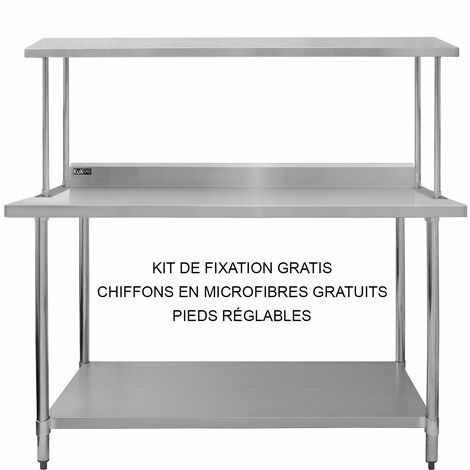 Lot Table de travail Support Plan Cuisine 1500mm & Étagère d'Appoint ...