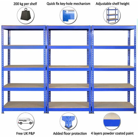 Monster Racking - Rayonnage Q-Rax en Acier Sans Boulons Bleu 90cm x ...