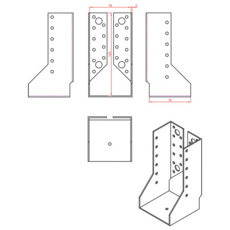 Sabot ailes intérieures 76 x 152 x 2 - Simpson