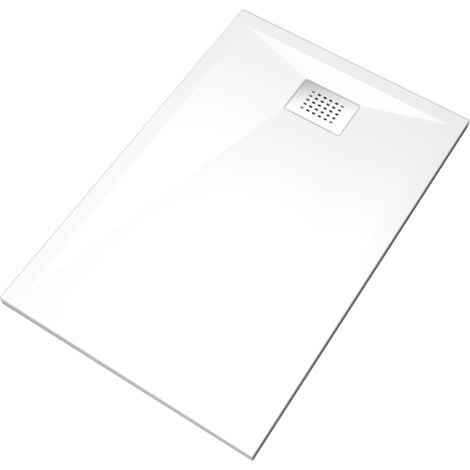 Receveur de douche 120x80x4 blanc avec grille en inox poli et bonde ...