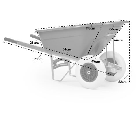 KCT 160L XL Heavy Duty Twin WheelBarrow Green + Yellow Tyres