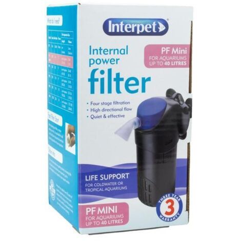Interpet Internal Aquarium Power Filter PF Mini for Fish Tanks, Black/Blue