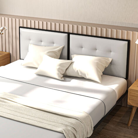 HOMCOM Testata Letto Matrimoniale Imbottita in Microfibra da 180cm Grigio