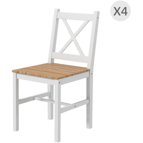 HOMCOM Set 4 Sedie per Cucina e Soggiorno con Schienale a Croce in Legno di Pino