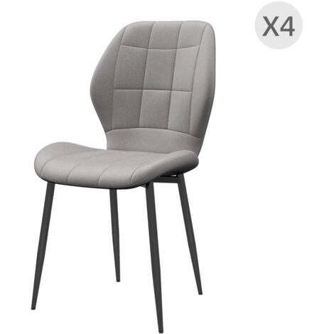 HOMCOM Set 4 Sedie da Cucina e Soggiorno con Rivestimento in Flanella, Grigio