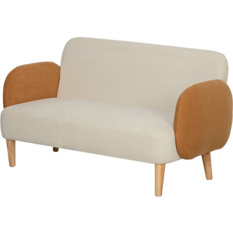 HOMCOM Divano Moderno Stile Nordico in Tessuto Effetto Velluto Crema e ...