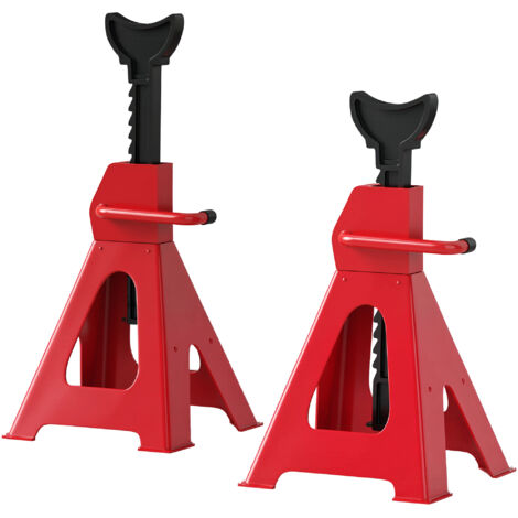 HOMCOM Set 2 Cavalletti Auto Regolabili 29-42.5cm 3 Ton Acciaio e Ghisa ...