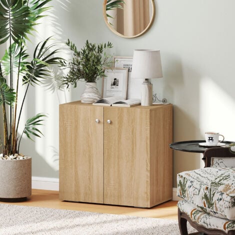 HOMCOM Mobiletto Multiuso in Legno con Maniglie in Alluminio 70x39x70cm