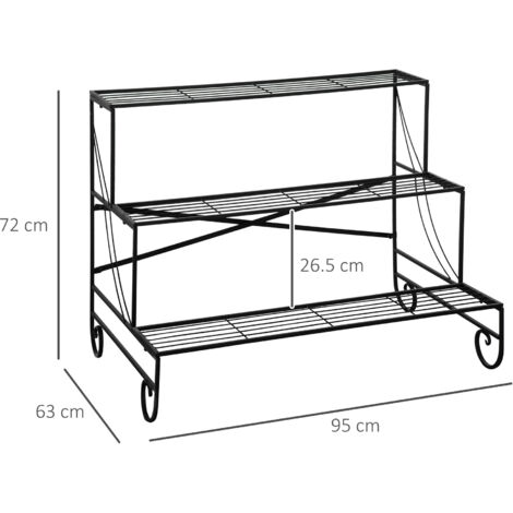 Outsunny Portapiante in Metallo Scaletta Porta Vasi da Esterno