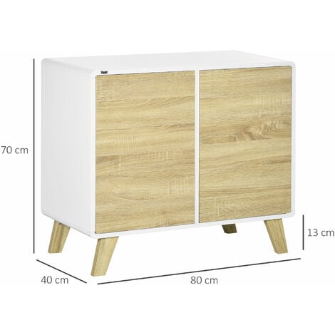 HOMCOM Mobiletto Multiuso in Legno 2 Ante e Mensole Regolabili Bianco ...