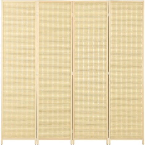 HOMCOM Paravento Boho 4 Ante Pieghevole Alto 180cm Legno e Bambù Colore ...
