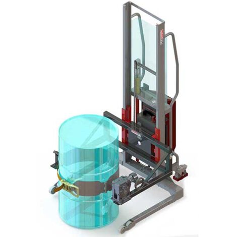 Semi-elektrischer Stapler mit Fasswender 350kg - Ø600mm Metallfass ...