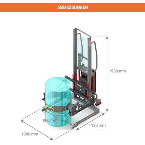 Semi-elektrischer Stapler mit Fasswender 350kg - Ø600mm Metallfass ...