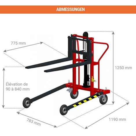 Handhubwagen mit Gabeln 775x540mm - Mini-Hubwagen mit Geländereifen ...