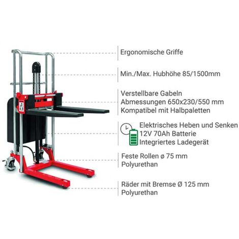 Elektrohydraulische Mini-Stapler - Max. Tragfähigkeit 400kg - Max ...