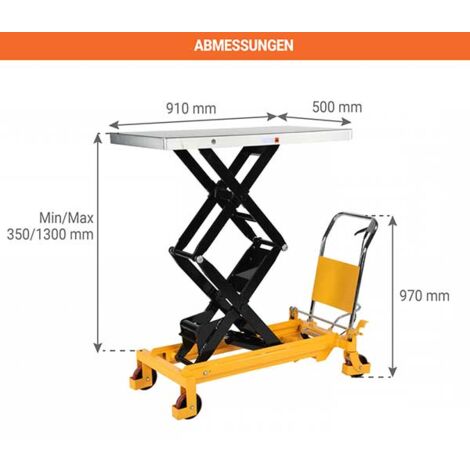 Hydraulischer Scherenhubtisch - Hub 1300 mm - Tragfähigkeit 350kg ...