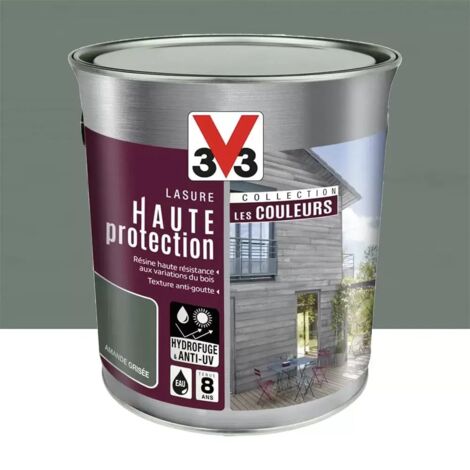 Lasure Haute Protection V33 Les Couleurs 8 ans Amande Grisée 2,5 L