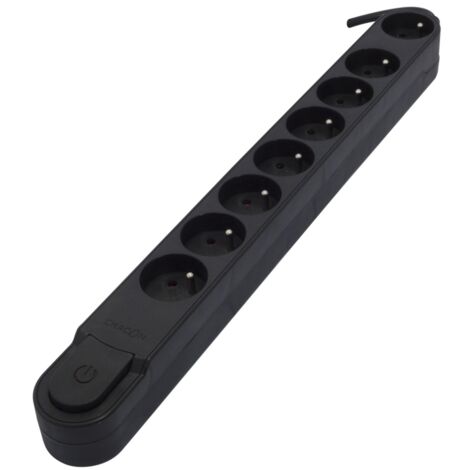 Bloc multiprise 8x16A - interrupteur pied - 3500W - 5m - Noir - Chacon