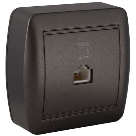 Prise RJ45 Cat 6 en saillie - Noir graphite - Solera
