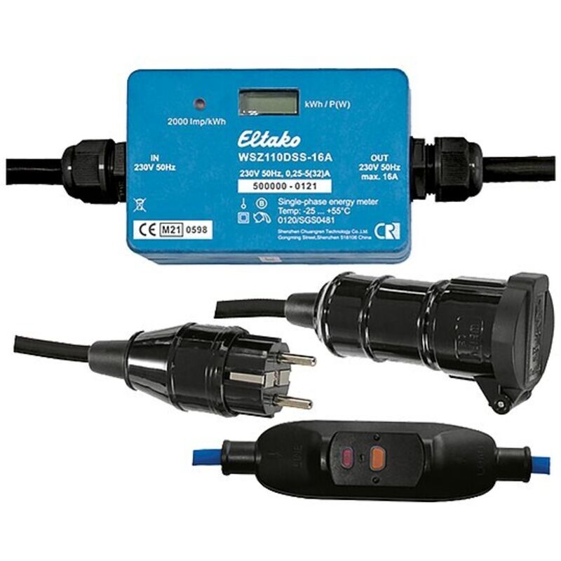 Mobiler Wechselstromzähler Schuko WSZ110DSS-16A mit PRCD