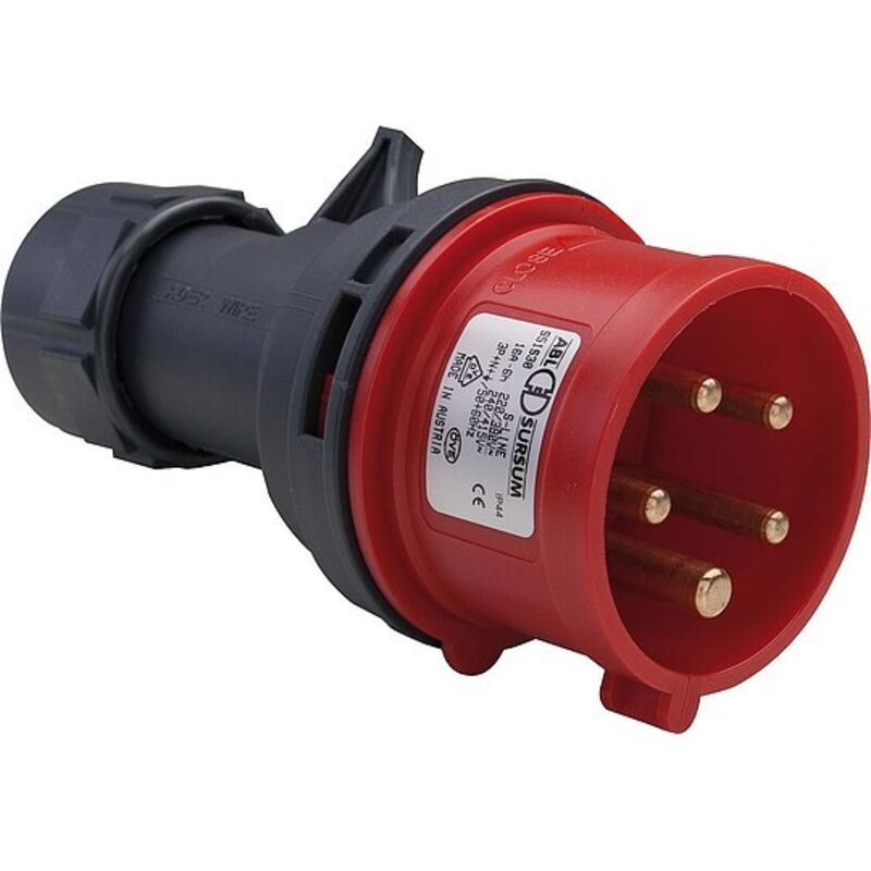 CEE-Stecker 400V, 5-polig, IP44, 16 A - rot/grau