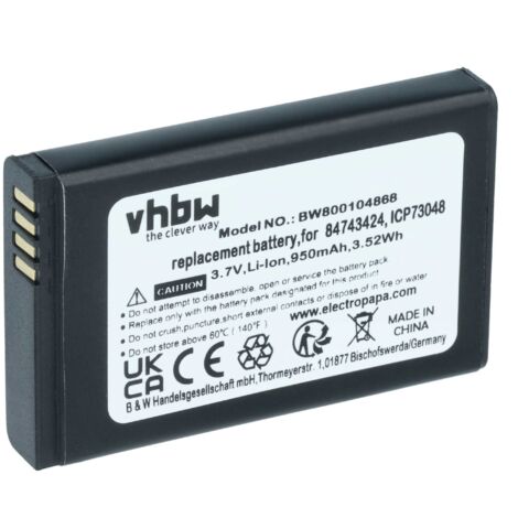 vhbw Akku kompatibel mit Tunstall 7202 Dect Handset, 7202P Dect Handset schnurlos Festnetz ...