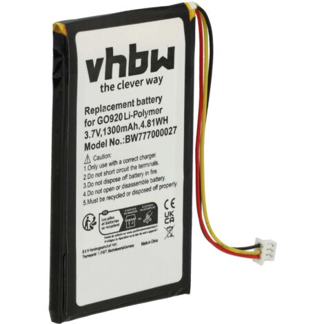 vhbw Akku kompatibel mit TomTom XL 330s, 330 GPS Navigation Navi (1300 mAh, 3,7 V, Li-Polymer)