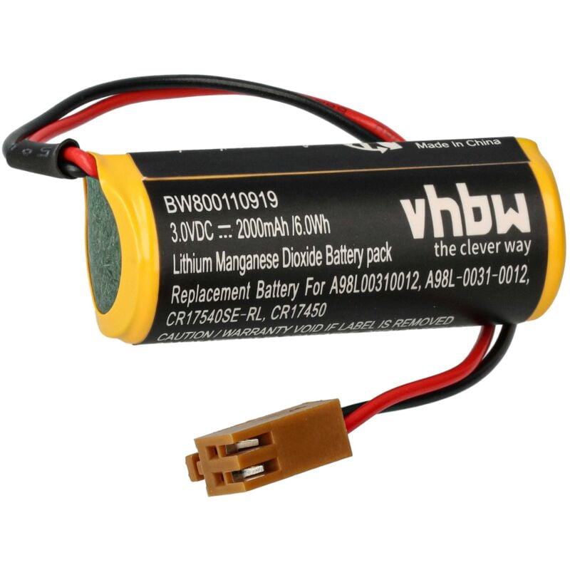 vhbw Batterie remplacement pour GE Fanuc A02B-0200-K102, A98L-0031-0012, A98L00310012, CR17540SE ...
