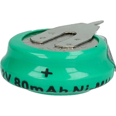 vhbw Pile rechargeable Type V80H (NiMH, 80mAh, 1.2V) - 1 cellule, 2 Pins