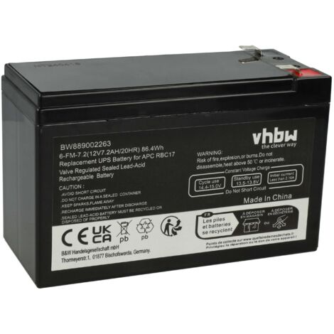 vhbw 1x Batterie compatible avec APC DL725VT, DL650T, BP700UC, BN600 ...
