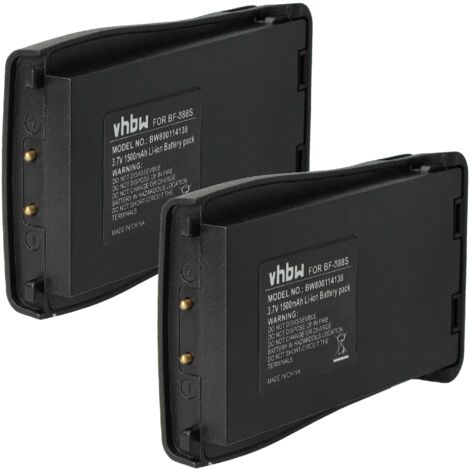 vhbw 2x Batterie remplacement pour Baofeng BL-1 pour radio talkie-walkie (1500mAh, 3,7V, Li-ion)