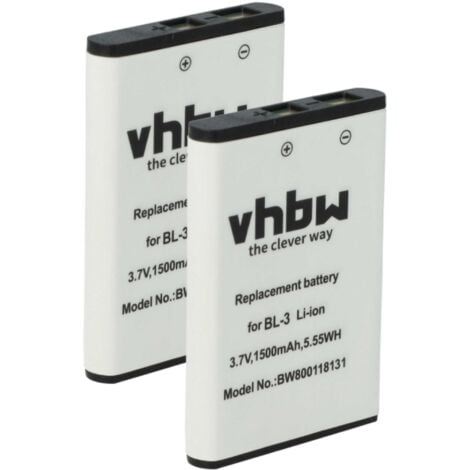 vhbw 2x Batterie remplacement pour Baofeng BL-3 pour radio talkie-walkie (1500mAh, 3,7V, Li-ion)