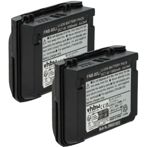 vhbw 2x Batterie compatible avec Vertex Yaesu VX-7R, VX-5R, VX7R, VX5R radio talkie-walkie ...