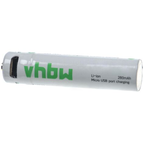 vhbw Pile rechargeable AAA micro avec prise micro-USB (280mAh, 1,5V, Li ...