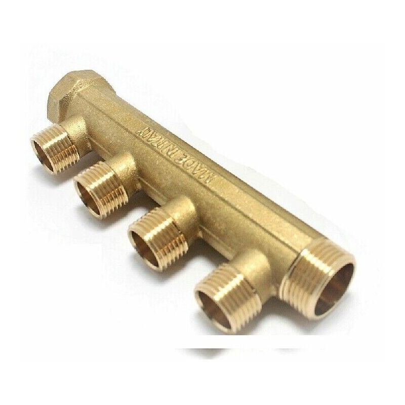 Collettore lineare ottone mf 3/4 x 1/2 - 4 vie impianto idraulico acqua ...