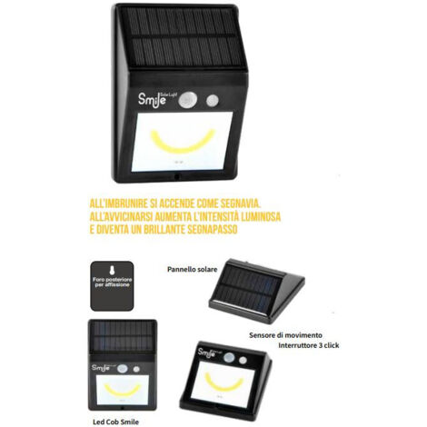 Cfg el093 smile solar light segnapasso solare con sensore 4w 150lm