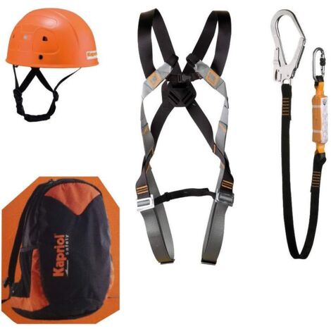 Kit anticaduta ponteggio+zaino imbracatura cordino casco sicurezza 27970 kapriol
