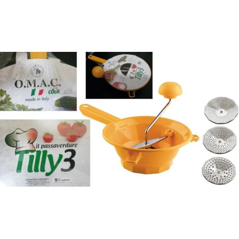 Passatutto tilly 3 omac passaverdura passapomodoro dischi cm24 acciaio inox