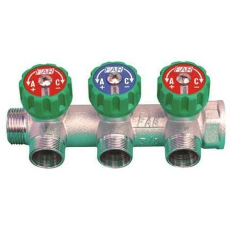 Collettore far 3 vie 3/4" multifar componibile per impianti acqua multistrato