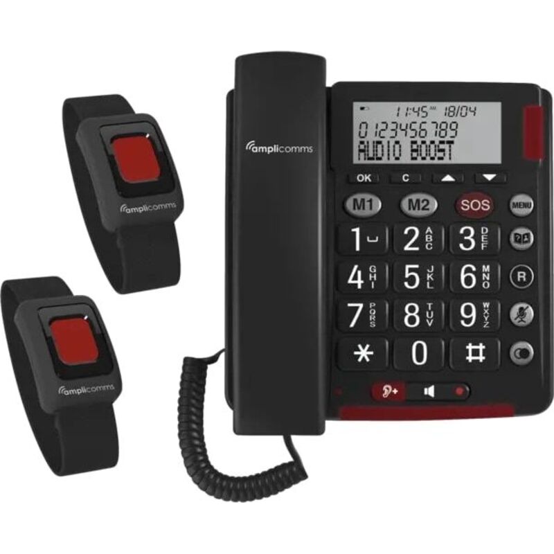 AMPLICOMMS Telefon schnurgebunden BIGTEL 50 Alarm Plus Duo