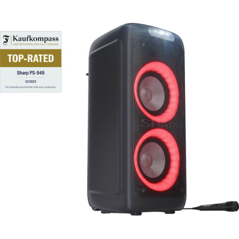 SHARP Party-Lautsprecher PS-949, tragbar, Bluetooth, USB, MP3, 132 W