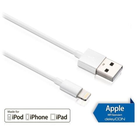 DELEYCON USB-Daten/Ladekabel MK-MK399 für Apple, 2 m, weiß
