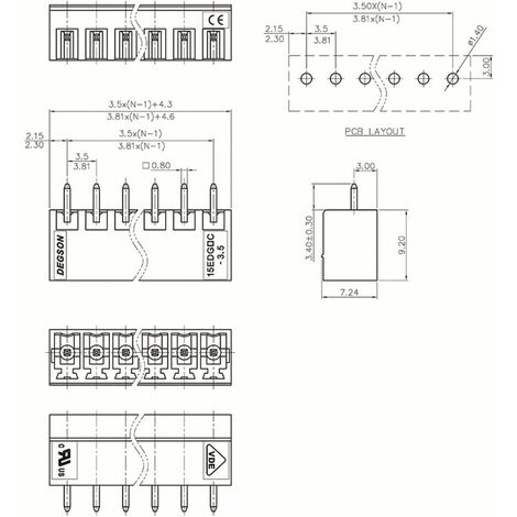 DEGSON Stiftleiste, 15EDGVC-3.81-03P-14-00AH, vertikal 3 polig