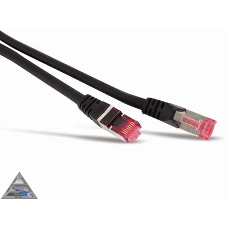 CAT.6a Patchkabel 0,25 m, schwarz, S/FTP PIMF, halogenfrei, GHMT zertifiziert (EN 17025)